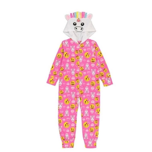 Emoji | Pajamas | Emoji Kids Hooded Blanket Sleeper Unicorn Rainbow ...